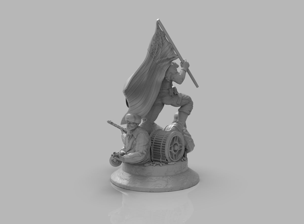 A371 - Comic character design statue, CA and America Flag, STL 3D mode ...