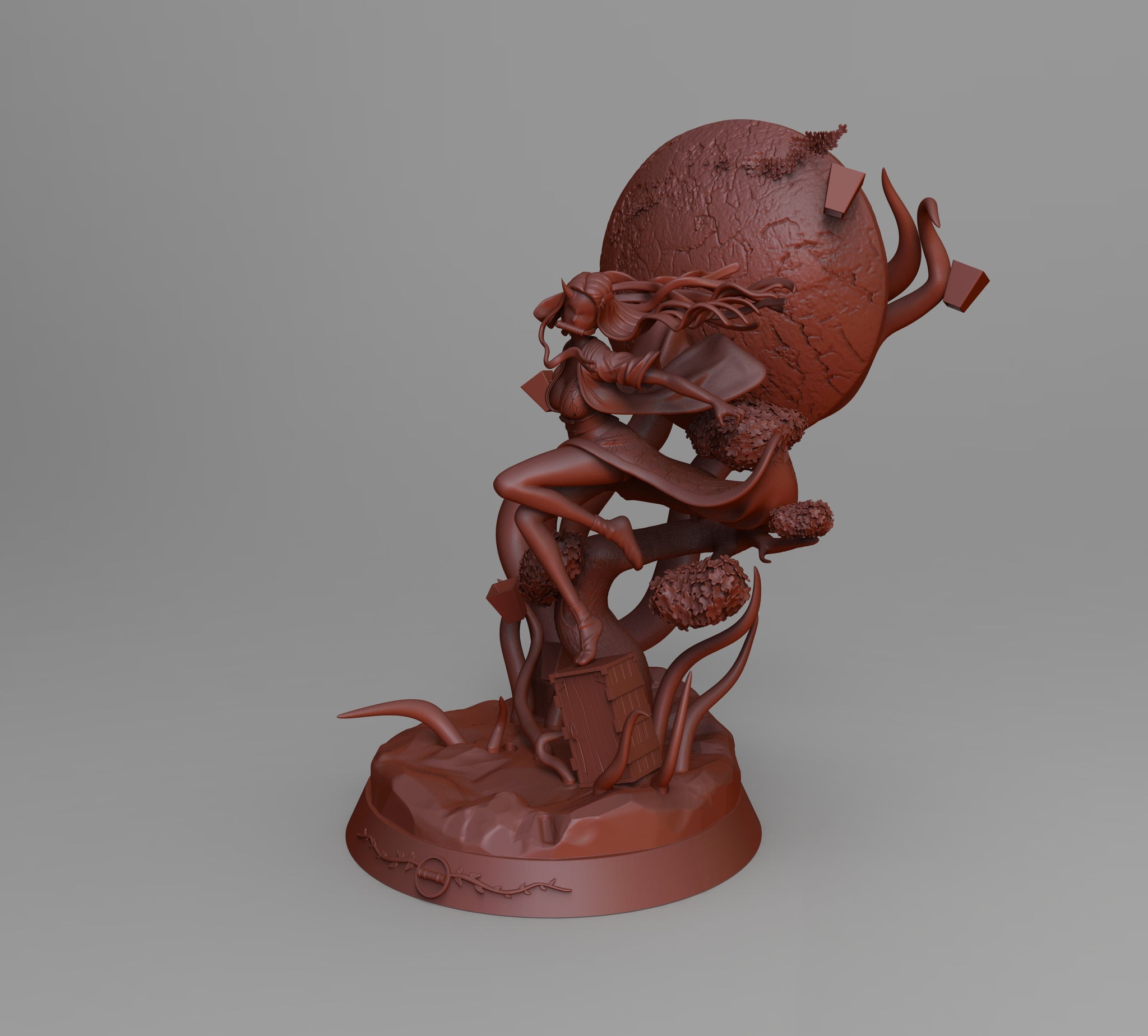 A338 - Anime character design, The Bamboo Girl statue, STL 3D model de ...