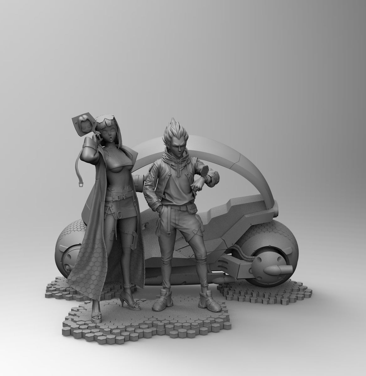 B029 - Dragon Ballz Cyber Version Bulma and Vegeta with Bike, STL 3D M ...