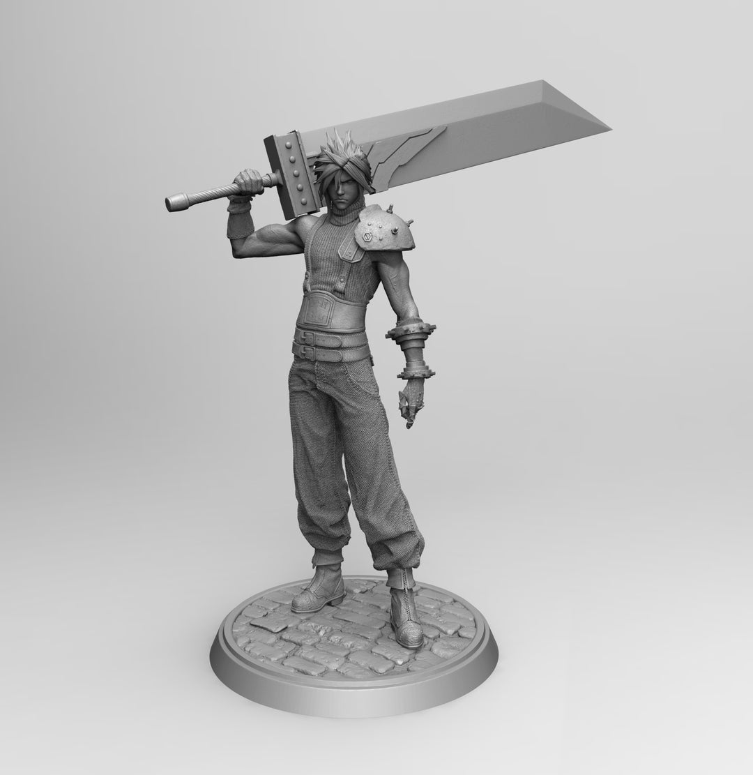 B052 - Final Fantasy 7 games character, Cloud Strife, STL 3D Model des ...