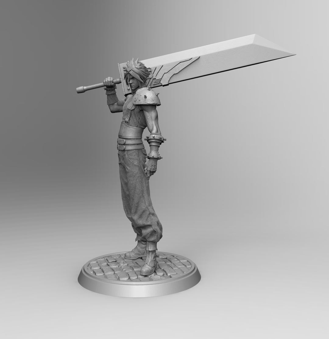 B052 - Final Fantasy 7 games character, Cloud Strife, STL 3D Model des ...