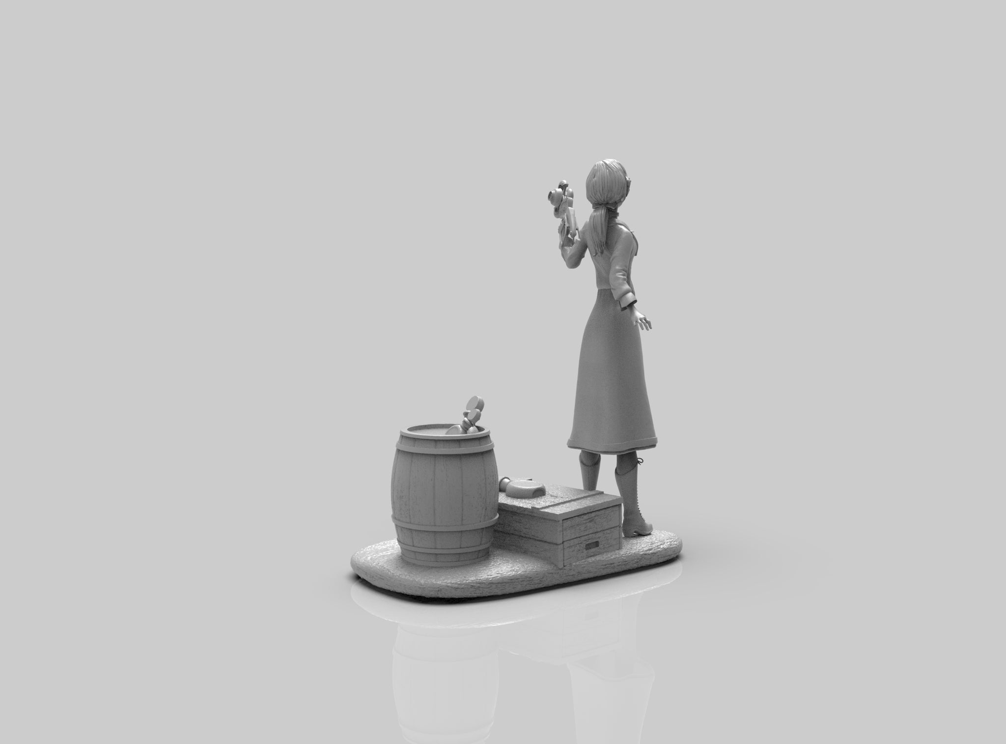 F554 - Comic character design, The Elizabeth statue with weopon, STL 3 ...