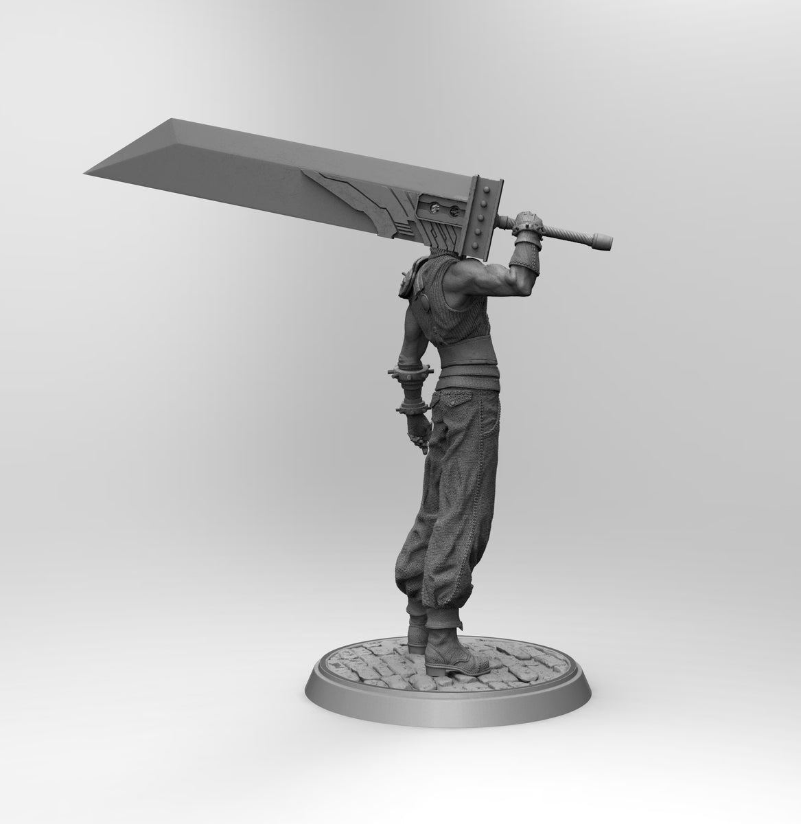 B052 - Final Fantasy 7 games character, Cloud Strife, STL 3D Model des ...