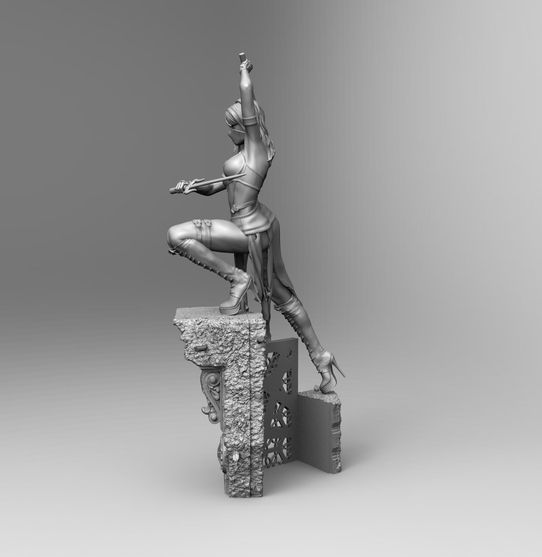 B077 - Marvel Superheroes Elektra, Female Character, STL 3D model desi ...