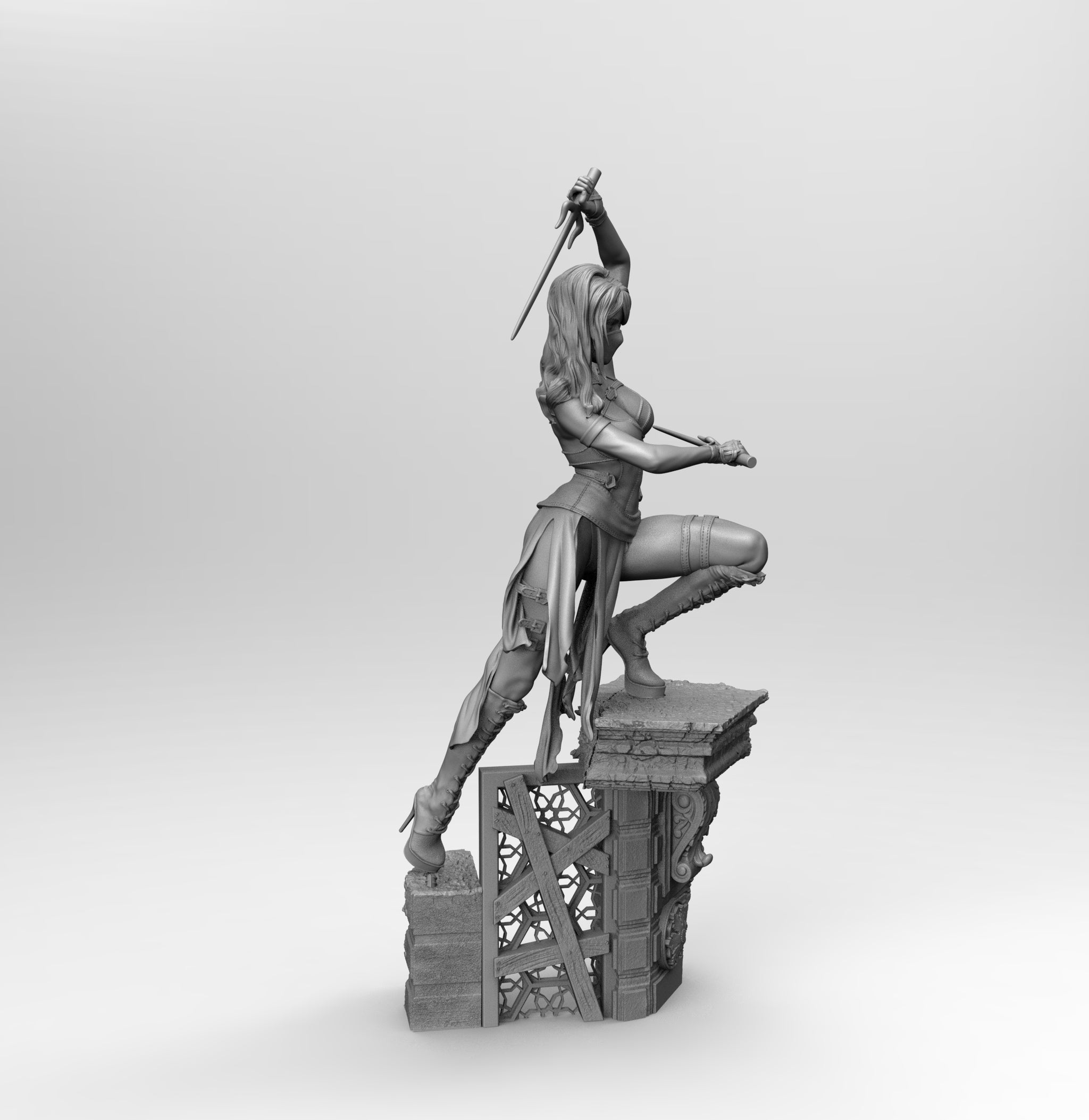 B077 - Marvel Superheroes Elektra, Female Character, STL 3D model desi ...