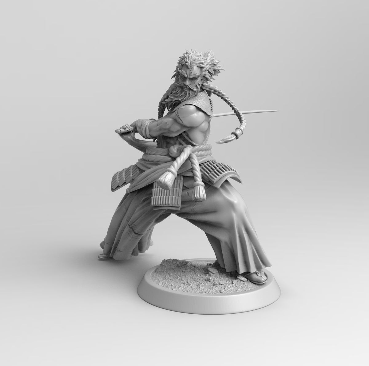 B086 - Japanese Samurai Male action statue, STL 3D model design print ...