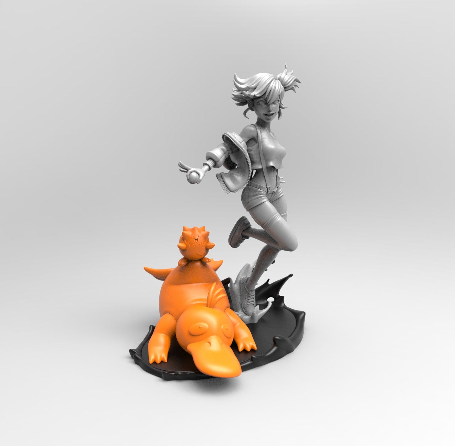 E491 - Female character design, The pokeman Mistie statue, STL 3D mode ...