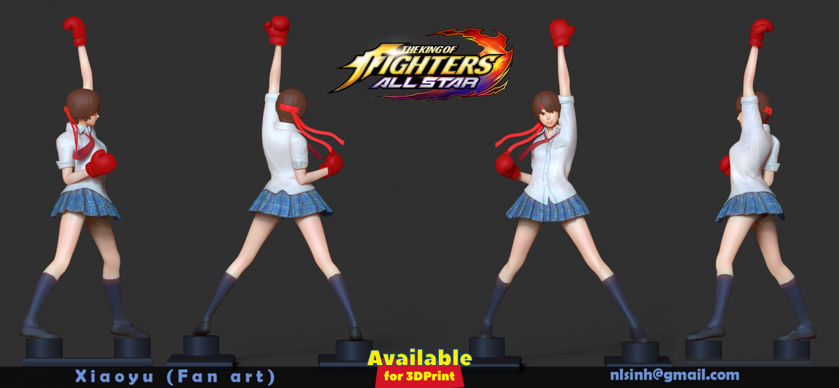 E795 - Games character design, The KOF gir l statue, STL 3D model desi ...