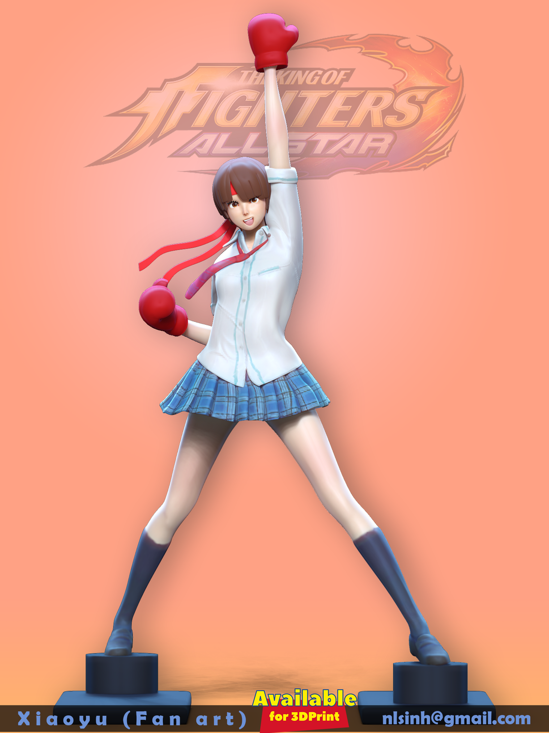 E795 - Games character design, The KOF gir l statue, STL 3D model desi ...